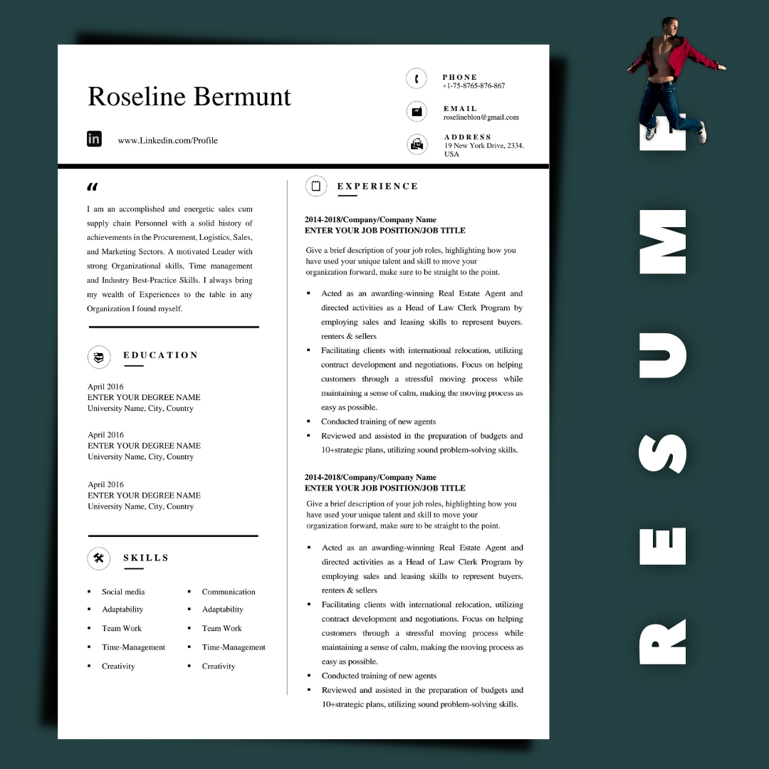 Standard Resume template plus a matching cover template, pro | Inspire ...