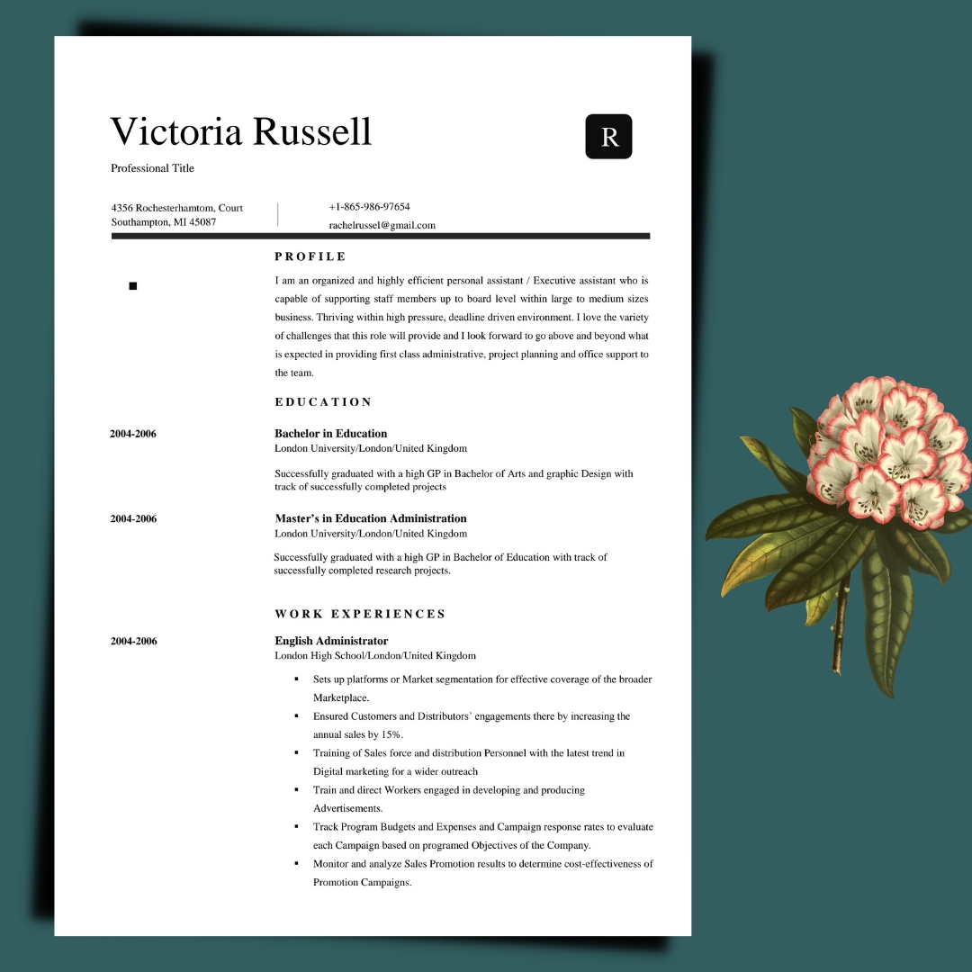 High Quality Resume CV template word file, word resume templ - Inspire ...