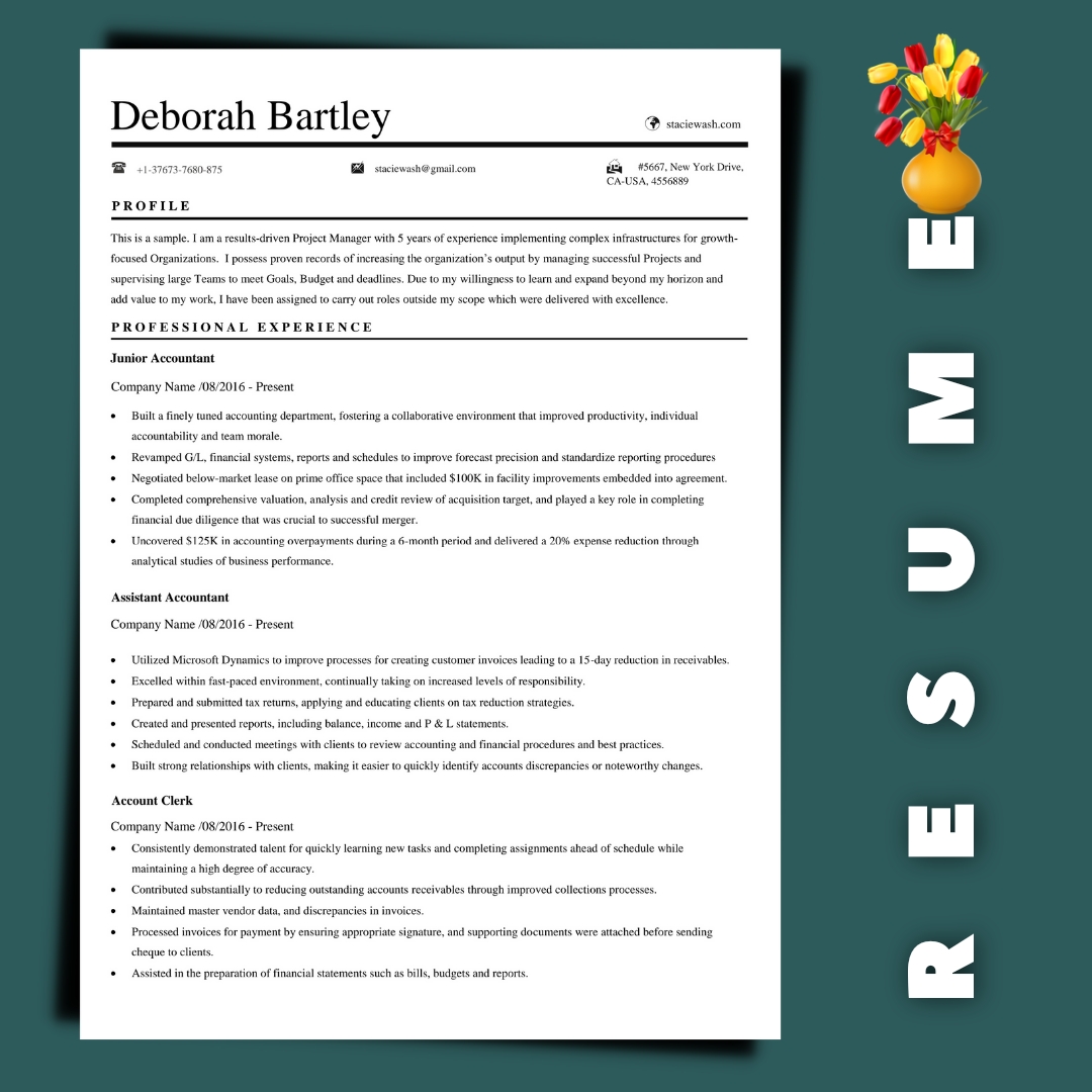 Clean and smart resume template, professional CV word templa - Inspire ...