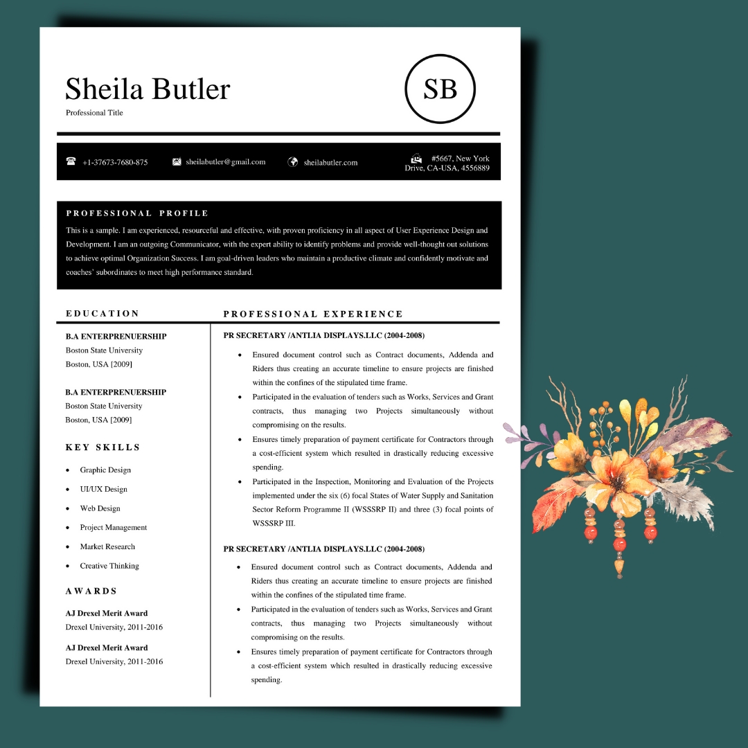 Professional Modern resume template, stand-out impression r - Inspire ...