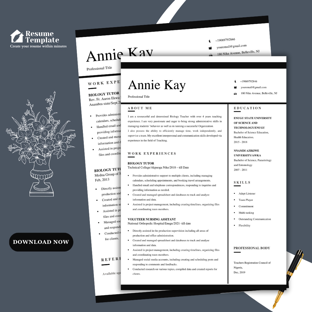 Comprehensive quick edit resume template for any job descrip | Inspire Uplift