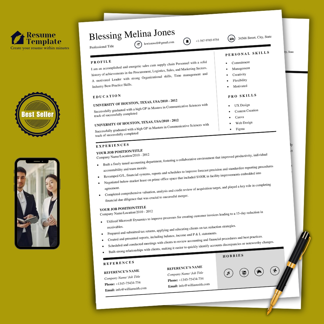 Pure minimalist resume template, simple pro resume template, | Inspire ...