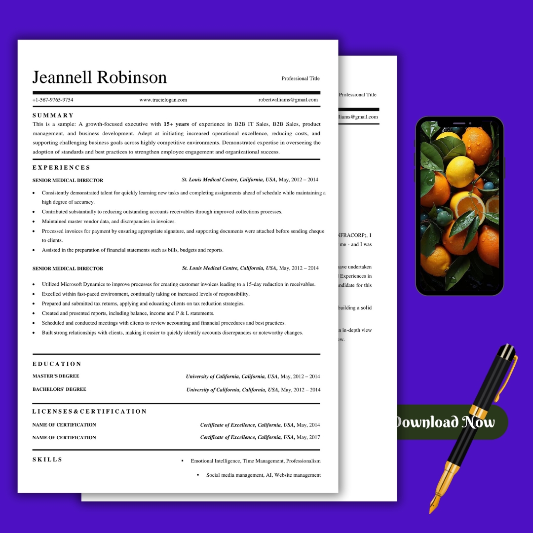 Quick- edit professional resume template, matching cover let | Inspire ...