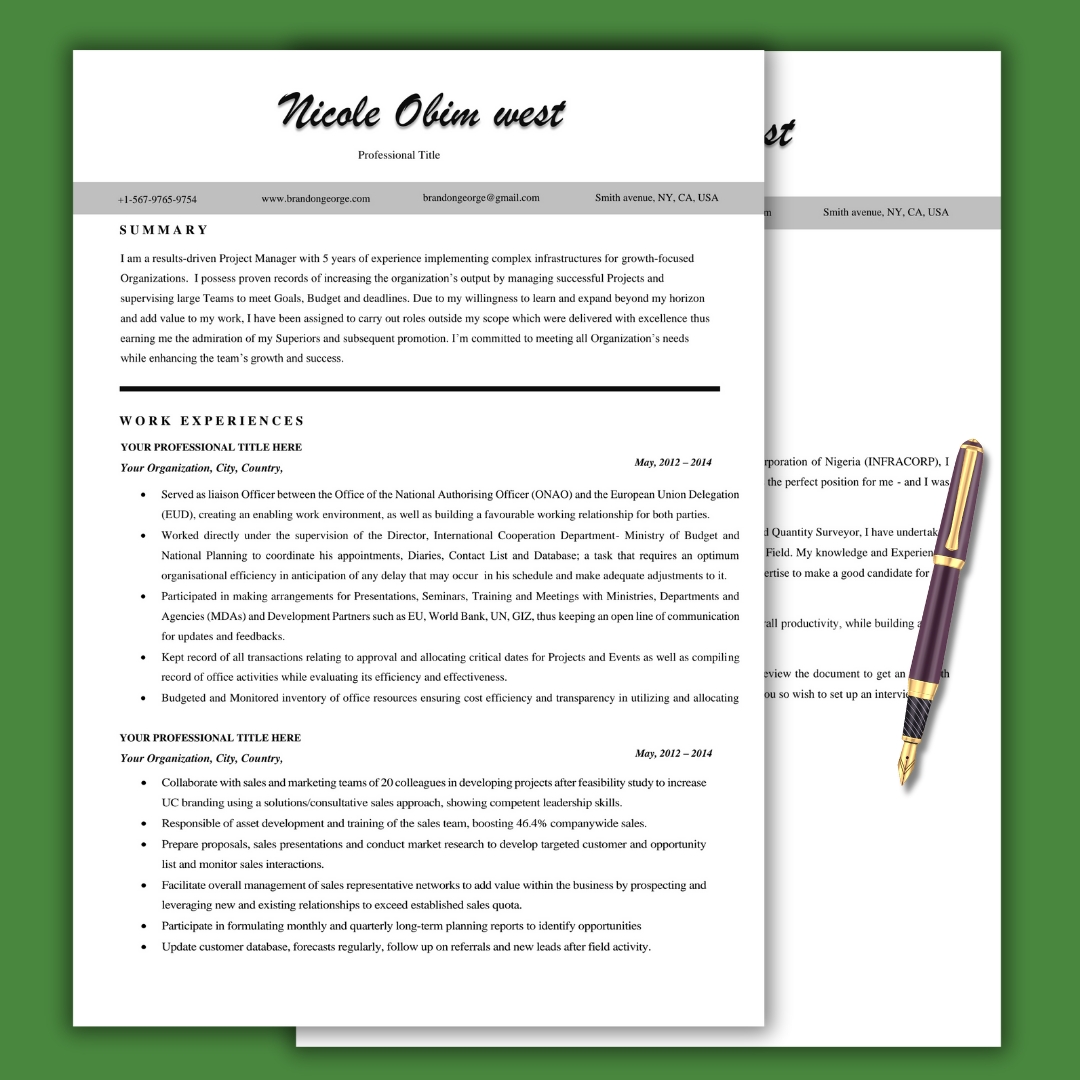 Project manager resume format, minimalist resume template fo | Inspire ...