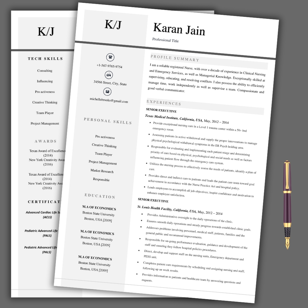 2page resume template with matching cover letter for any job | Inspire ...