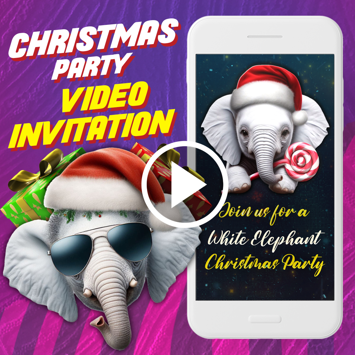 White elephant Christmas Party Video Invitation, Gift exchan | Inspire ...