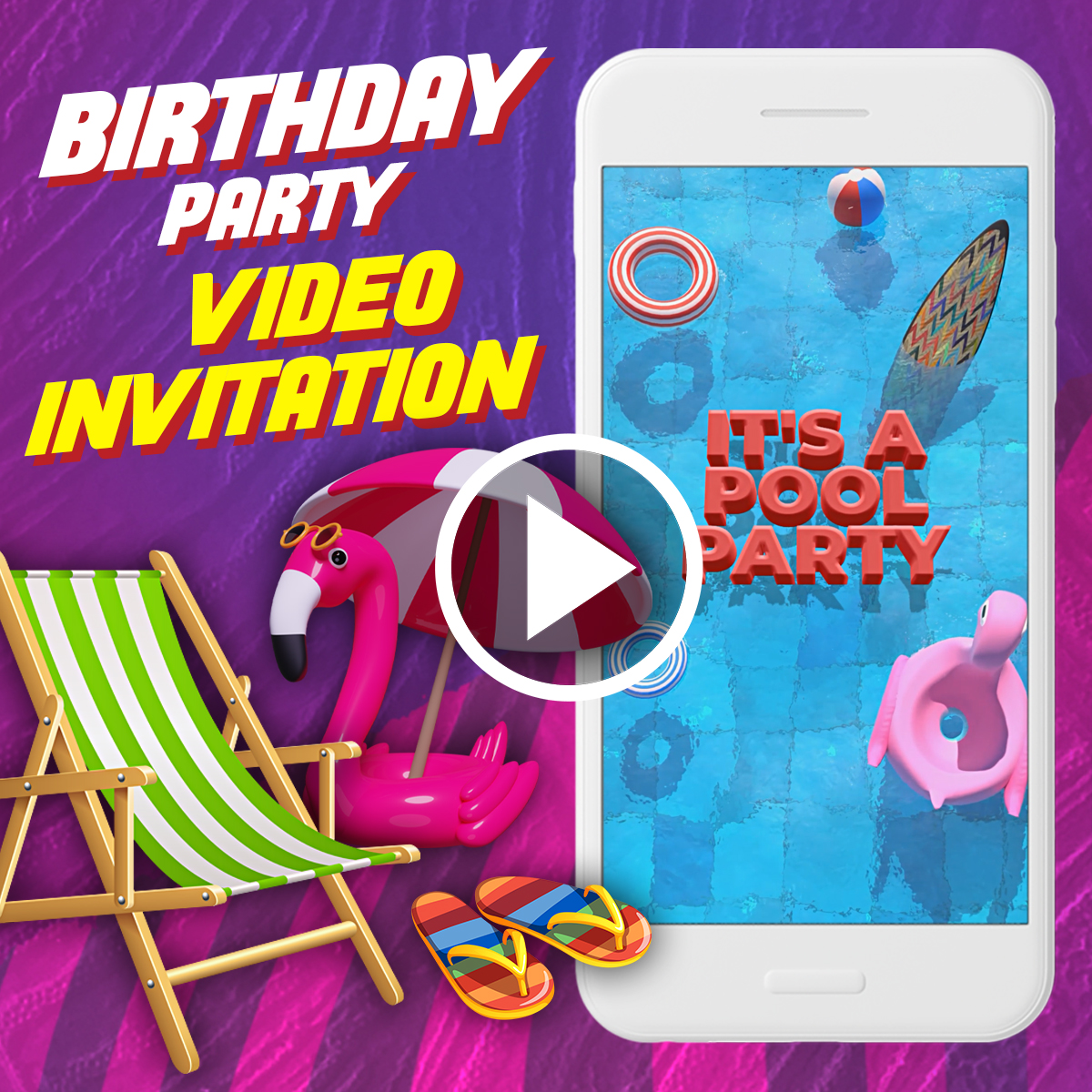Pool Party Birthday Video Invitation, Pool Party Animated In - Inspire ...