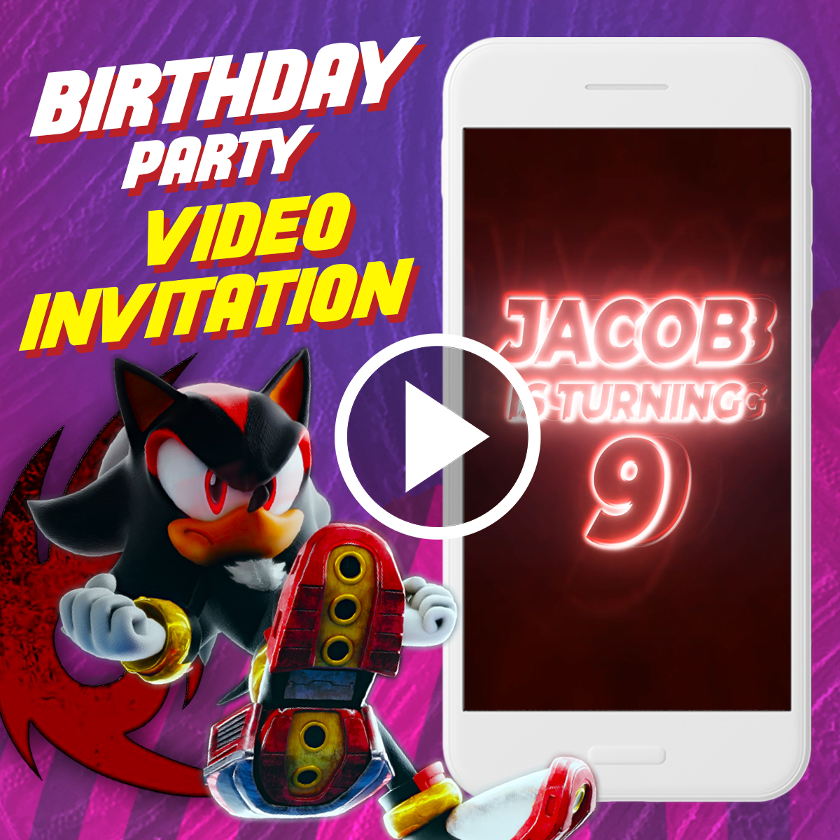 Shadow the Hedgehog Birthday Party Video Invitation, Sonic t | Inspire ...