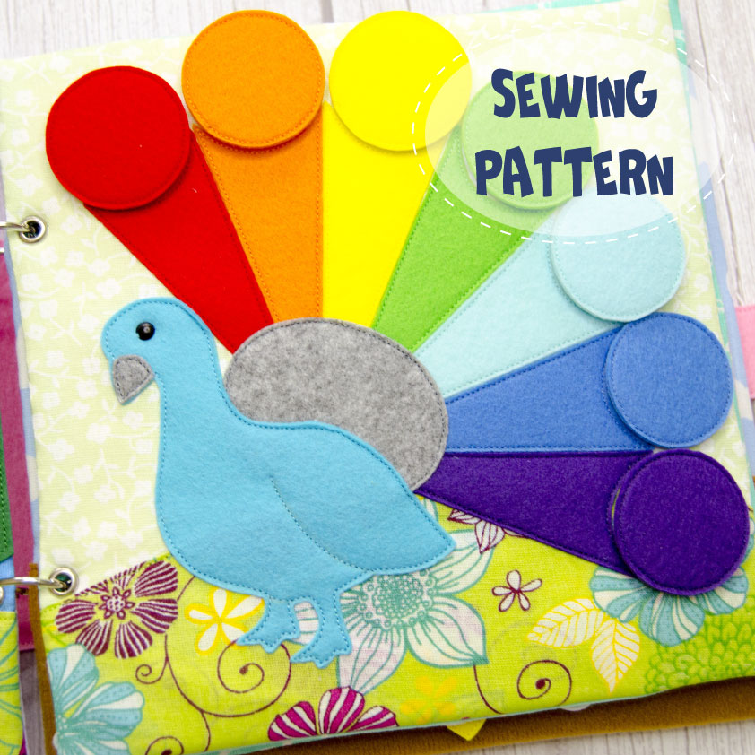 Quiet book page, Peacock, PDF sewing pattern, SVG files | Inspire Uplift