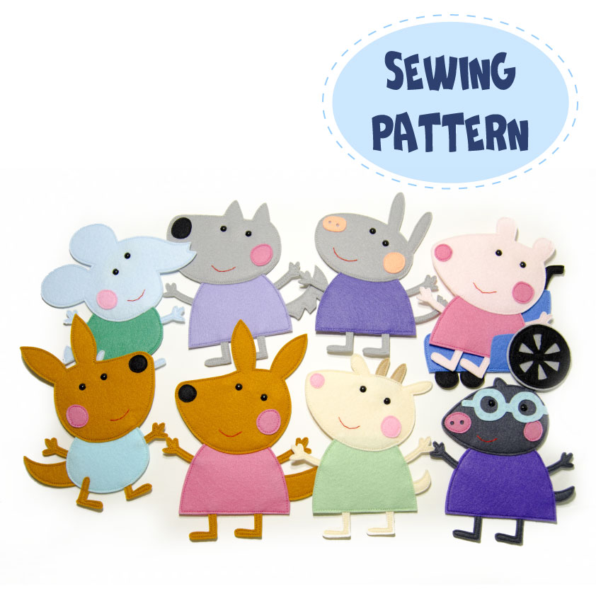 PDF pattern to sew 8 characters Peppa Pig friends from felt | Inspire ...