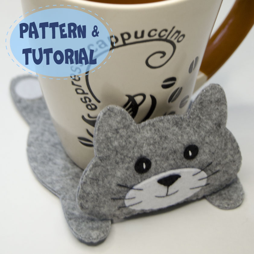 Cat mug rug (coaster), PDF Pattern and Tutorial - Inspire Uplift