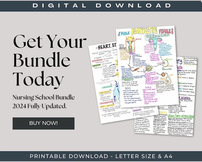 Comprehensive Nursing School Bundle 1000 PAGES | Study Guide | Inspire ...