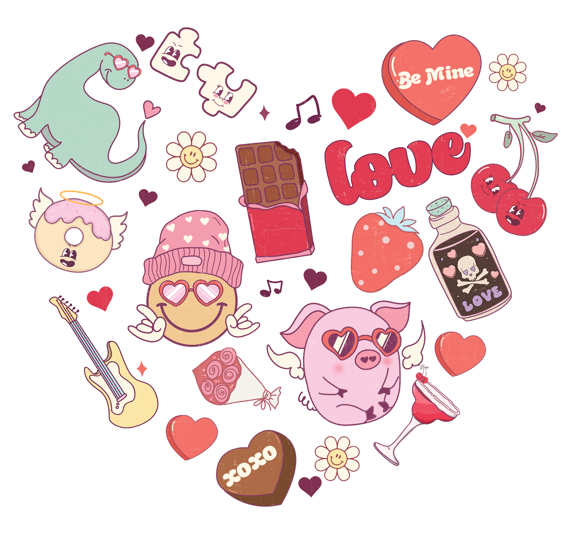 Love Valentine Heart Png Retro Valentine Pngvalentine Png Inspire Uplift