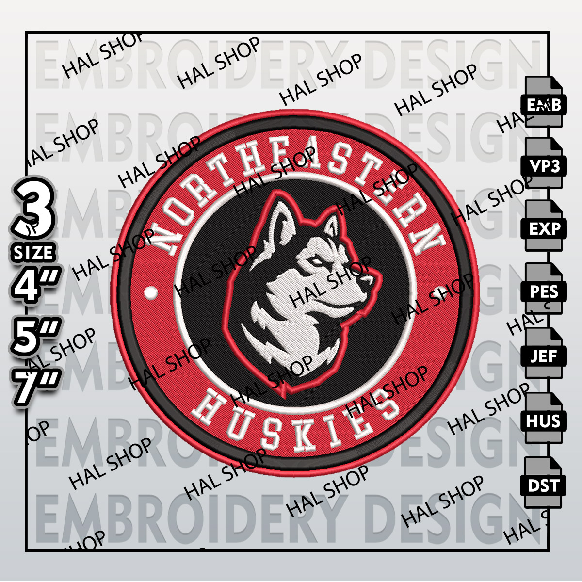 NCAA Northeastern Huskies Embroidery Designs, NCAA Logo Embr | Inspire ...