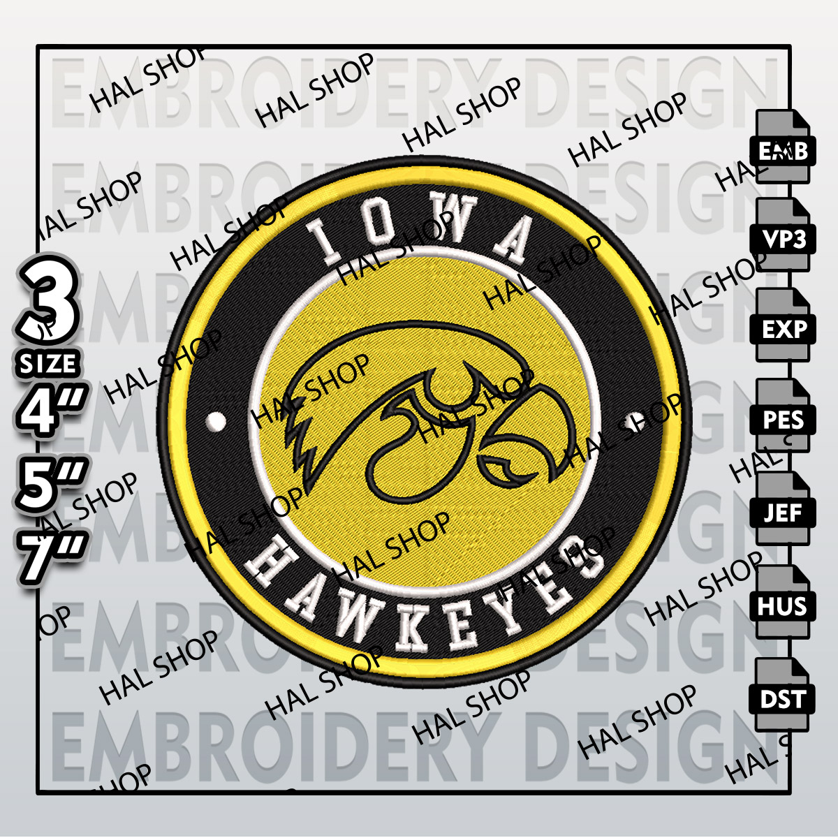 NCAA Iowa Hawkeyes Embroidery Designs, NCAA Logo Embroidery | Inspire ...