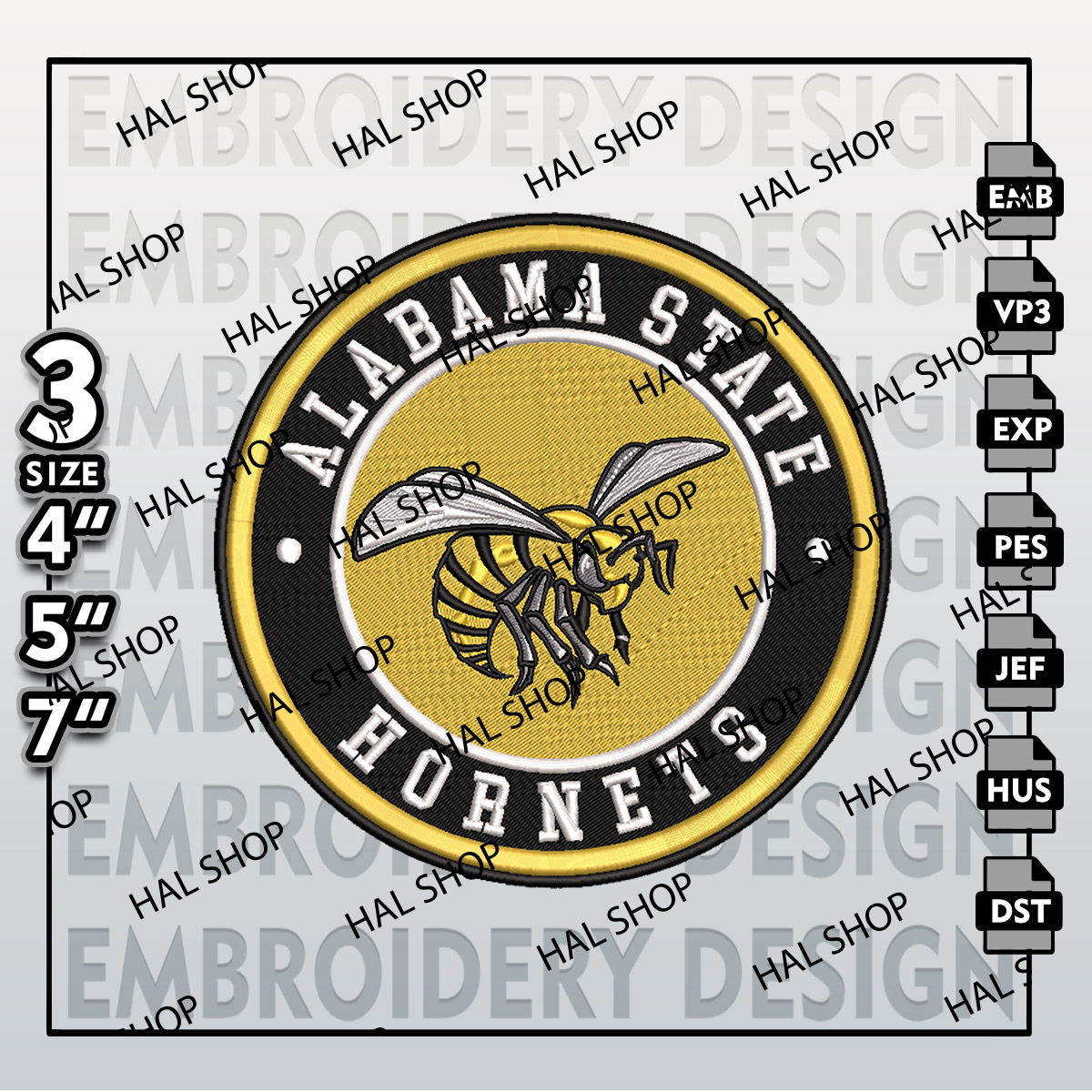 NCAA Alabama State Hornet Embroidery Designs, NCAA Logo Embr | Inspire Uplift