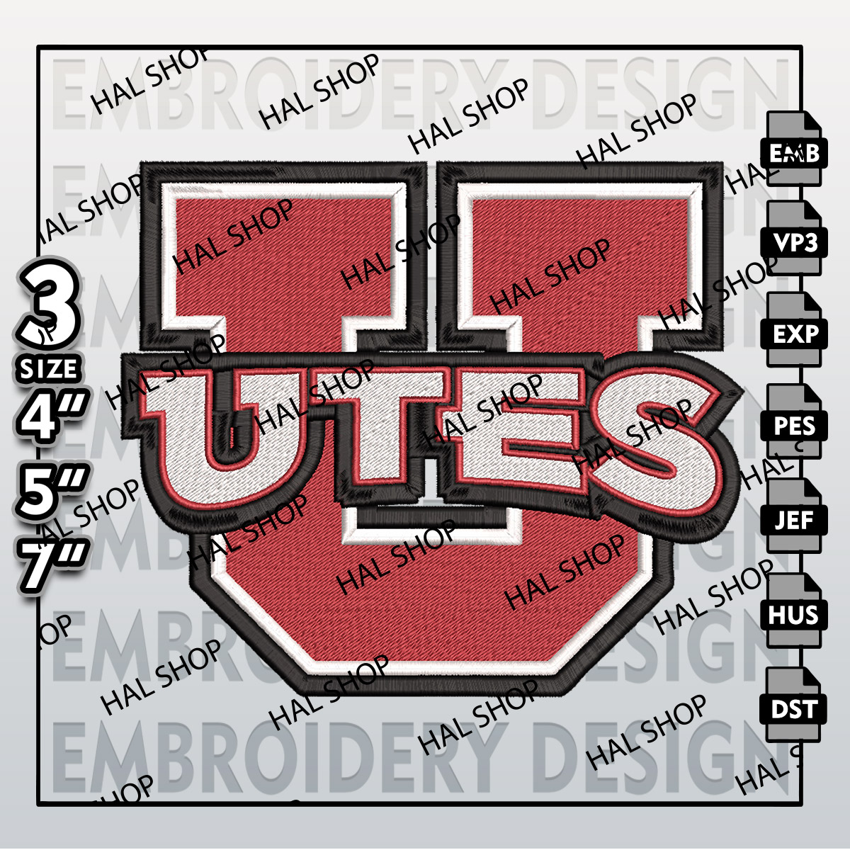 Utah Utes Embroidery Files, NCAA Logo Embroidery Designs, NC | Inspire ...