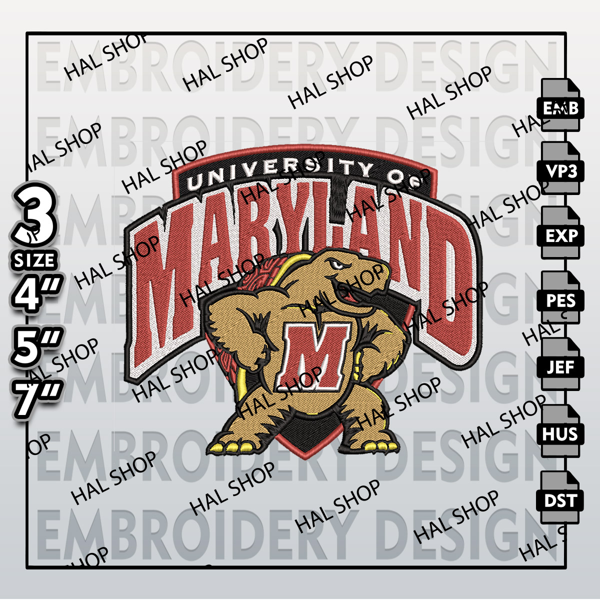 Maryland Terrapins Embroidery Files, NCAA Logo Embroidery De | Inspire ...