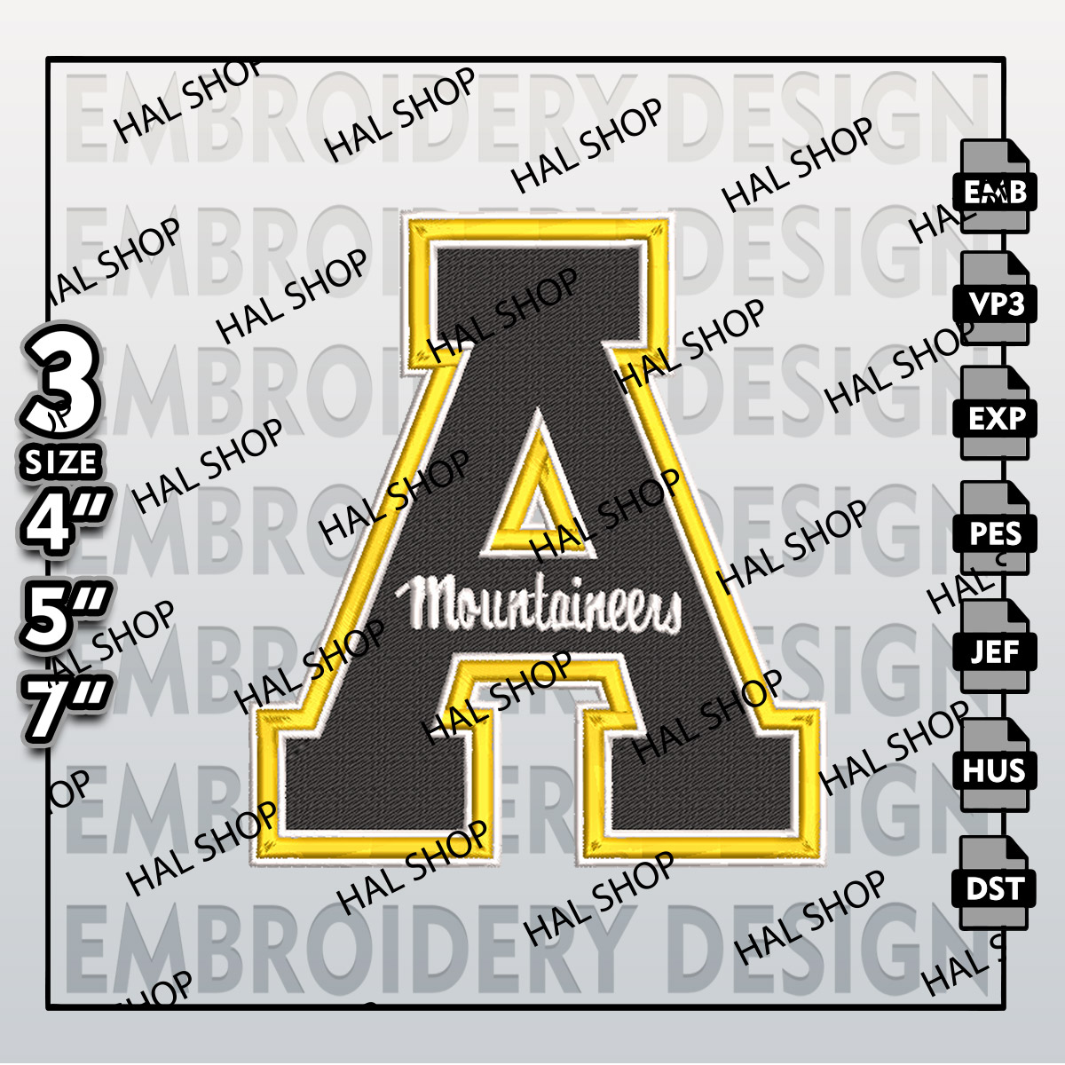 NCAA Embroidery Files Appalachian State Mountaineer Embroide | Inspire ...