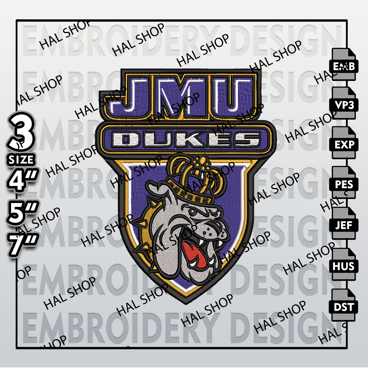 James Madison Dukes Embroidery Files, NCAA Logo Embroidery D | Inspire ...
