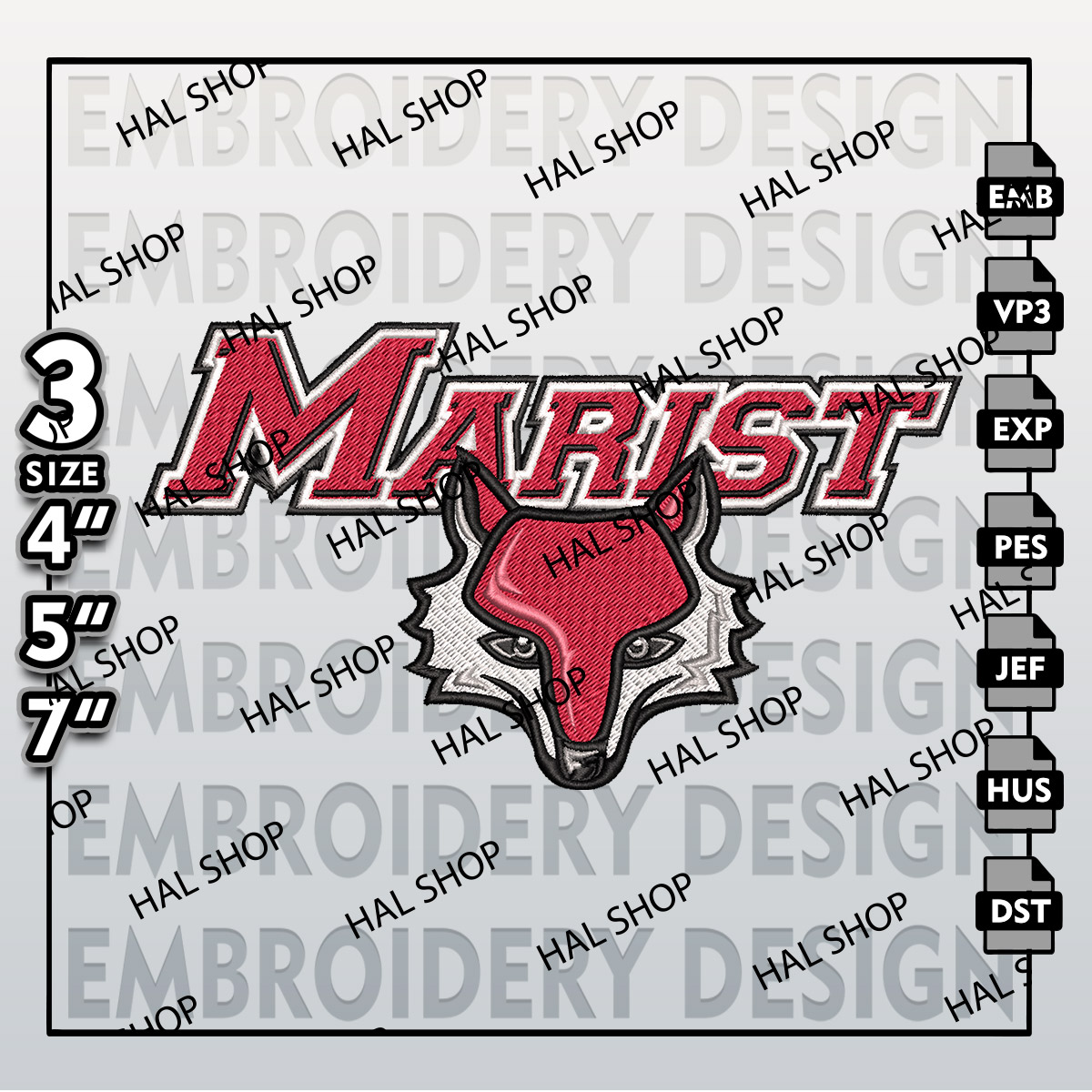 NCAA Marist Red Foxes Logo Embroidery Design, Machine Embroi | Inspire ...