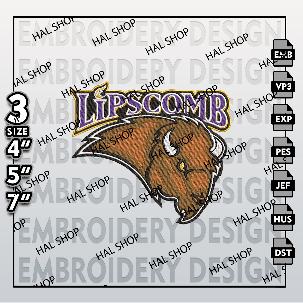 NCAA Lipscomb Bisons Logo Embroidery Design, Machine Embroid - Inspire ...