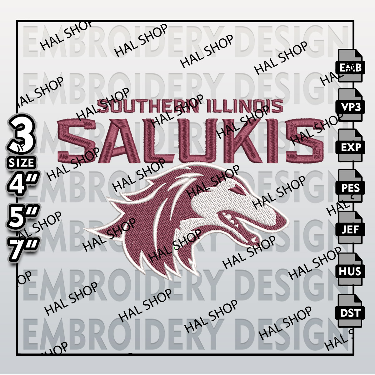 NCAA Southern Illinois Salukis Logo Embroidery Design, Machi | Inspire ...