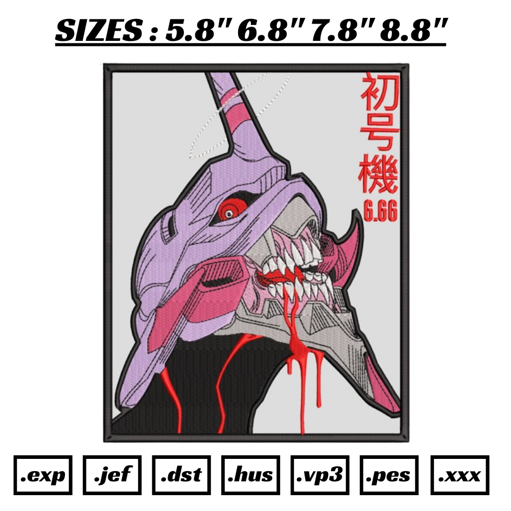 EVA 01 RENDER Embroidery Design, Neon Genesis Evangelion Emb - Inspire ...