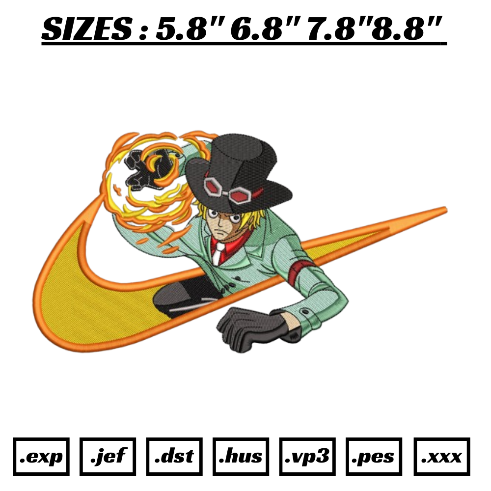 Nike Sabo One Piece Embroidery Design, Design, Anime Pes Des | Inspire ...