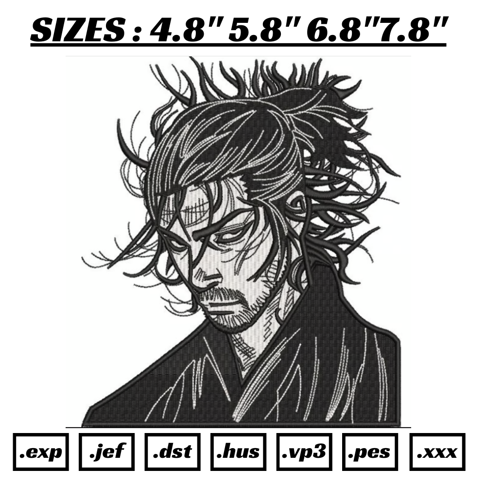 MUSASHI MIYAMOTO/Anime Embroidery Design, Anime design, Anim | Inspire ...