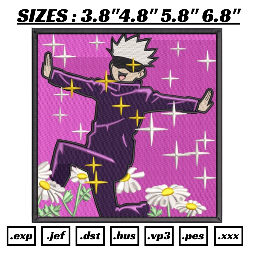 Satoru Gojo Embroidery Design File, Jujutsu Kaisen Anime Emb | Inspire ...