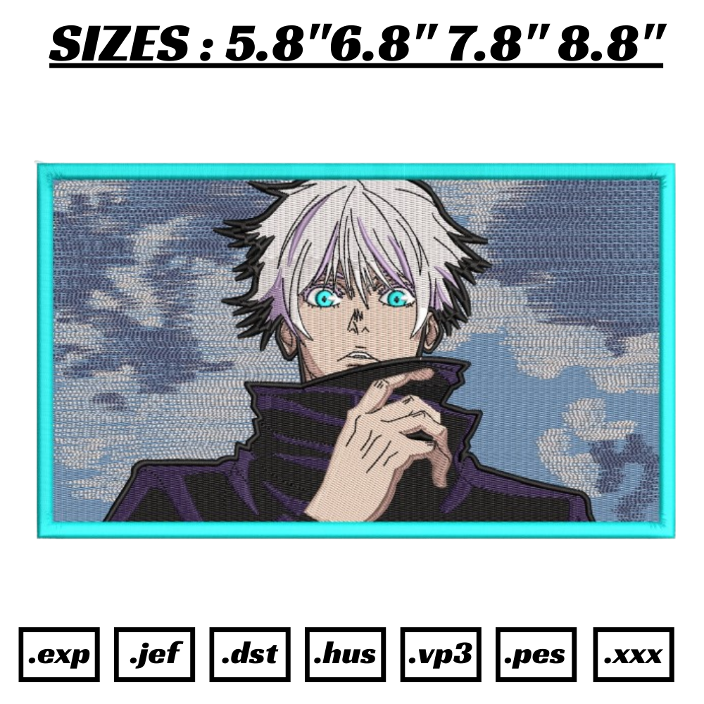 Satoru Gojo Embroidery Design File, Jujutsu Kaisen Anime Emb - Inspire ...