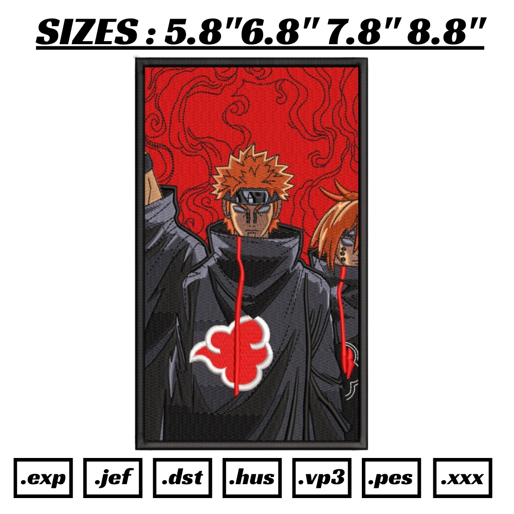 Pain Embroidery Design File, Naruto Anime Embroidery Design, | Inspire ...