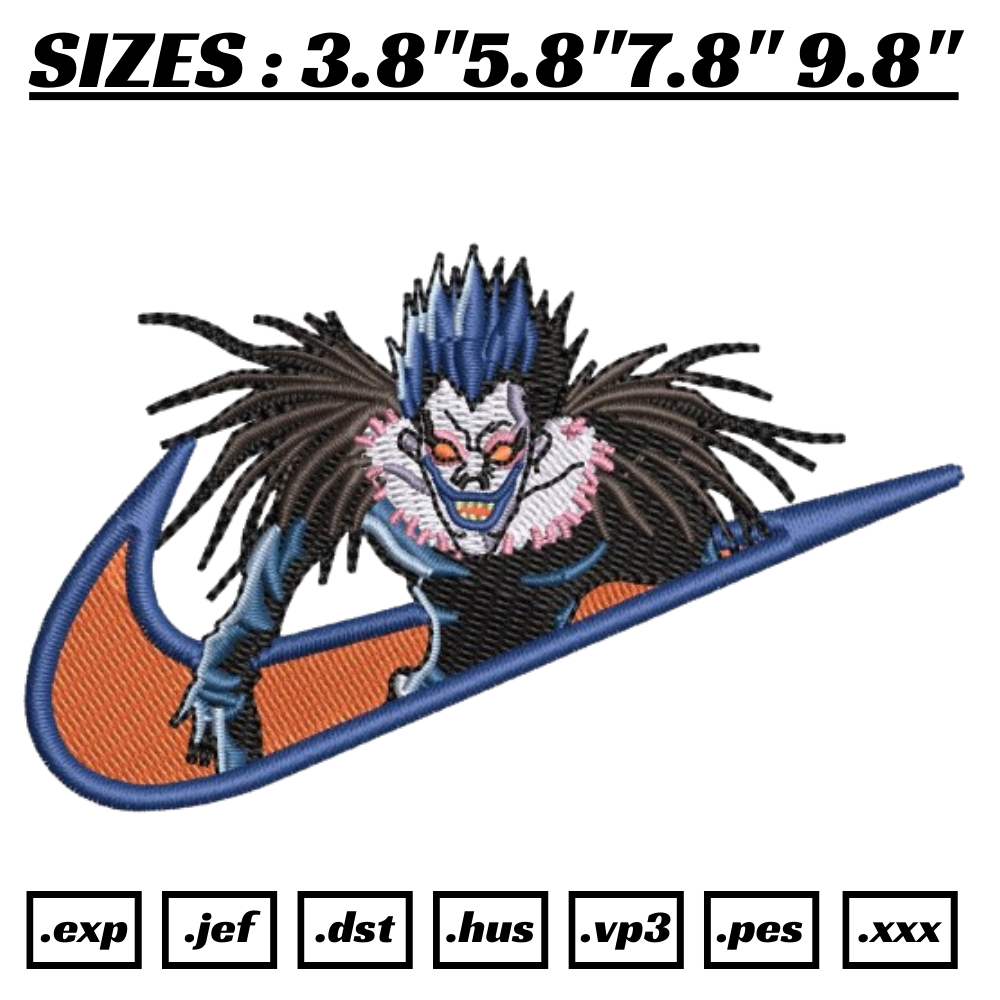 Nike Logo x Ryuk Embroidery Design, Death Note Embroidery, F - Inspire ...