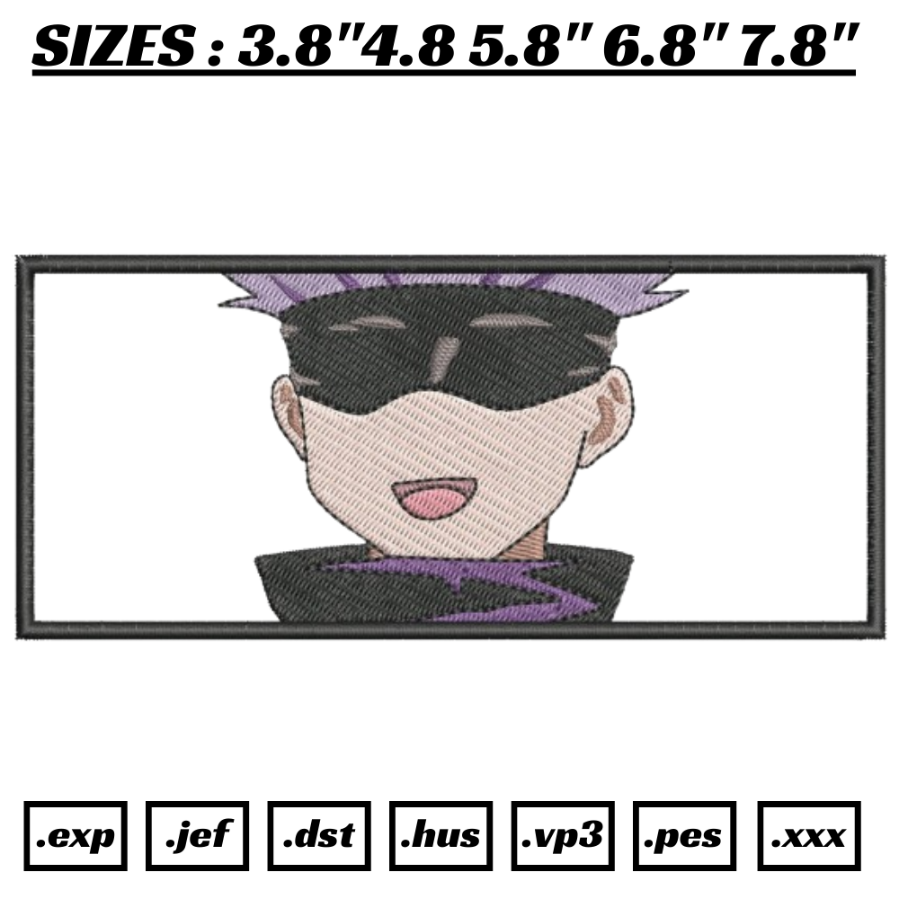 Satoru Gojo Embroidery Design File, Jujutsu Kaisen Anime Emb | Inspire ...