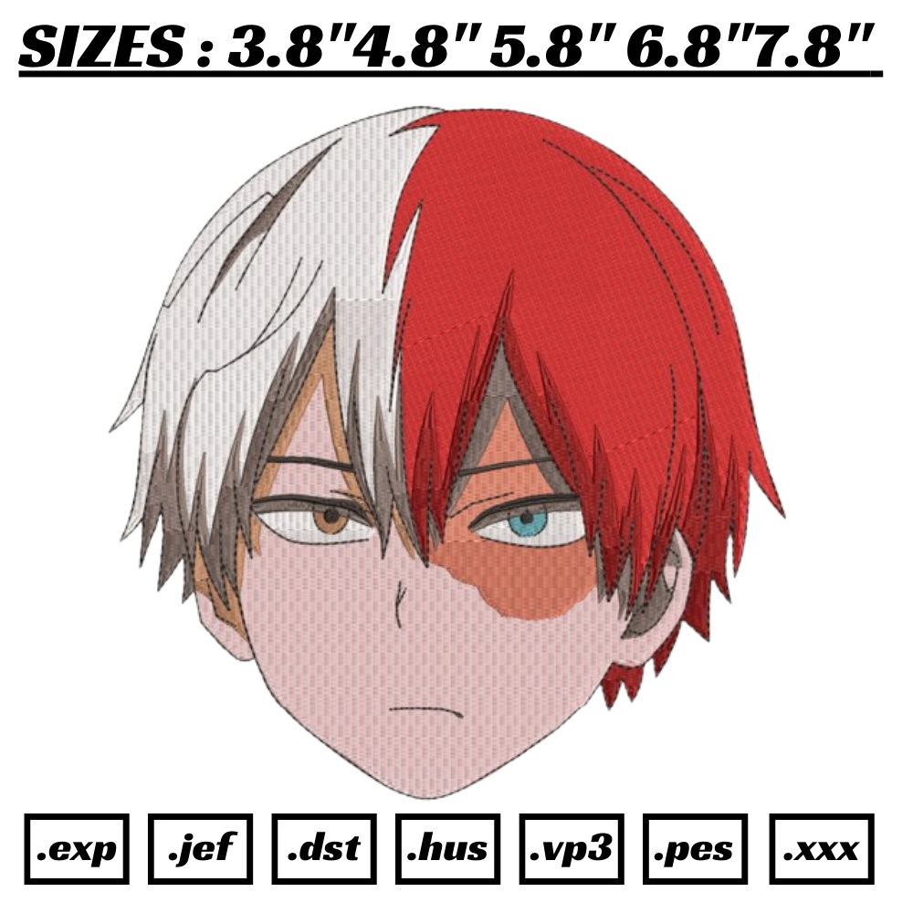 Shoto Embroidery Design File, My Hero Academia Anime Embroid | Inspire ...