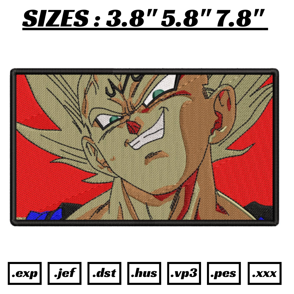 Majin Vegeta Embroidery Design File, Dragon Ball Anime Embro | Inspire ...