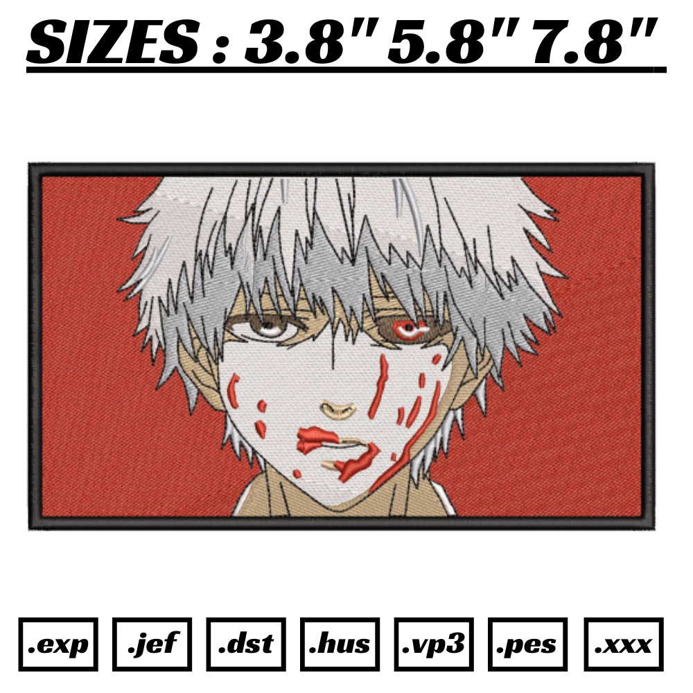 Ken Kaneki Embroidery Design File, Tokyo Ghoul Anime Machine | Inspire ...