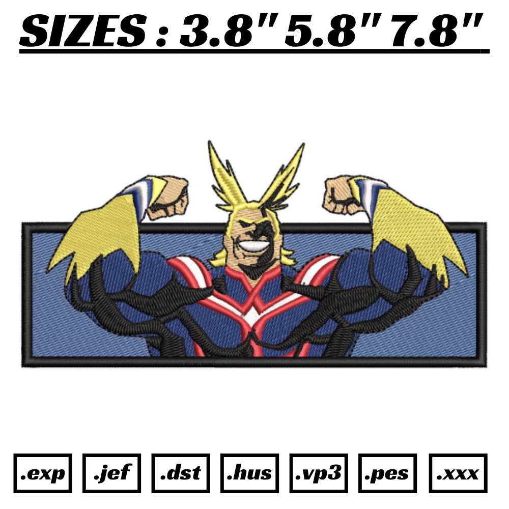 All Might Embroidery Design File, Anime Inspired Machine Emb | Inspire ...