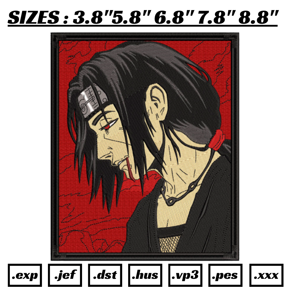 Uchiha Itachi Embroidery Design File, Naruto Anime Embroider | Inspire ...