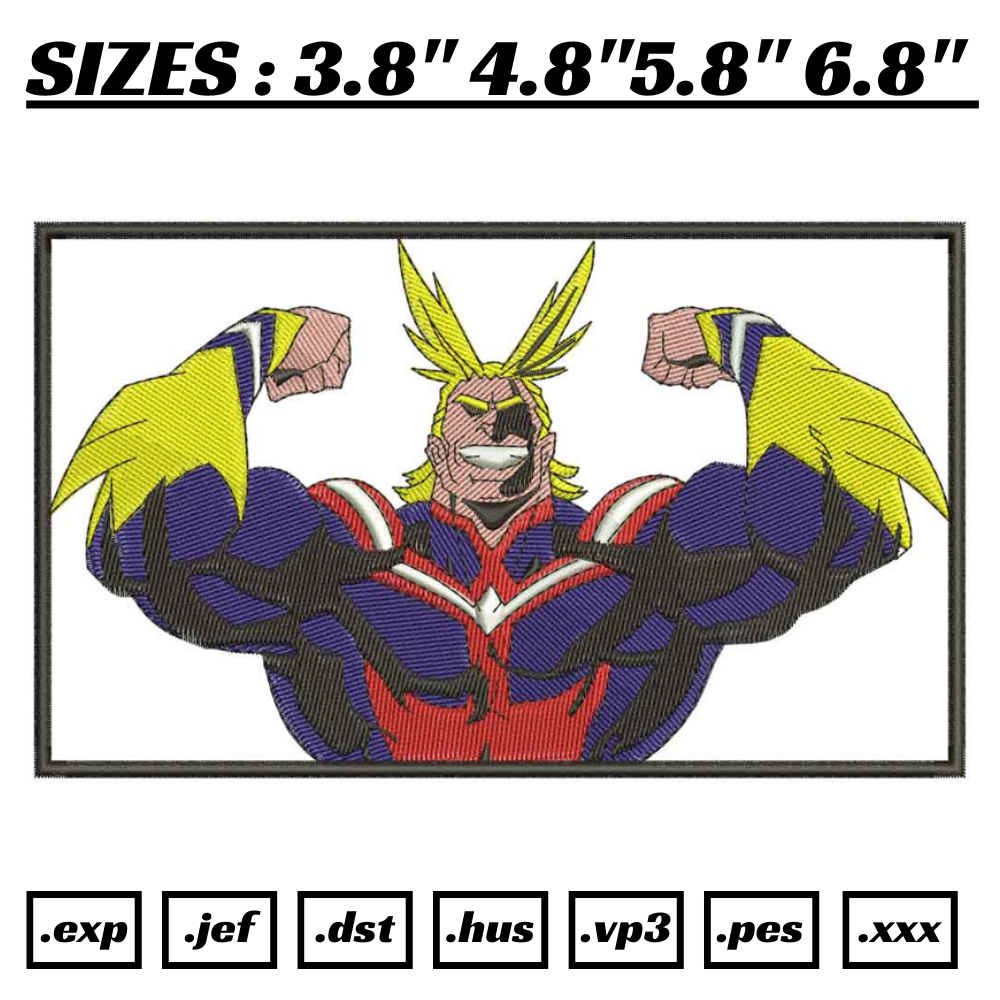 All Might Embroidery Design File, My Hero Academia Anime Emb | Inspire ...