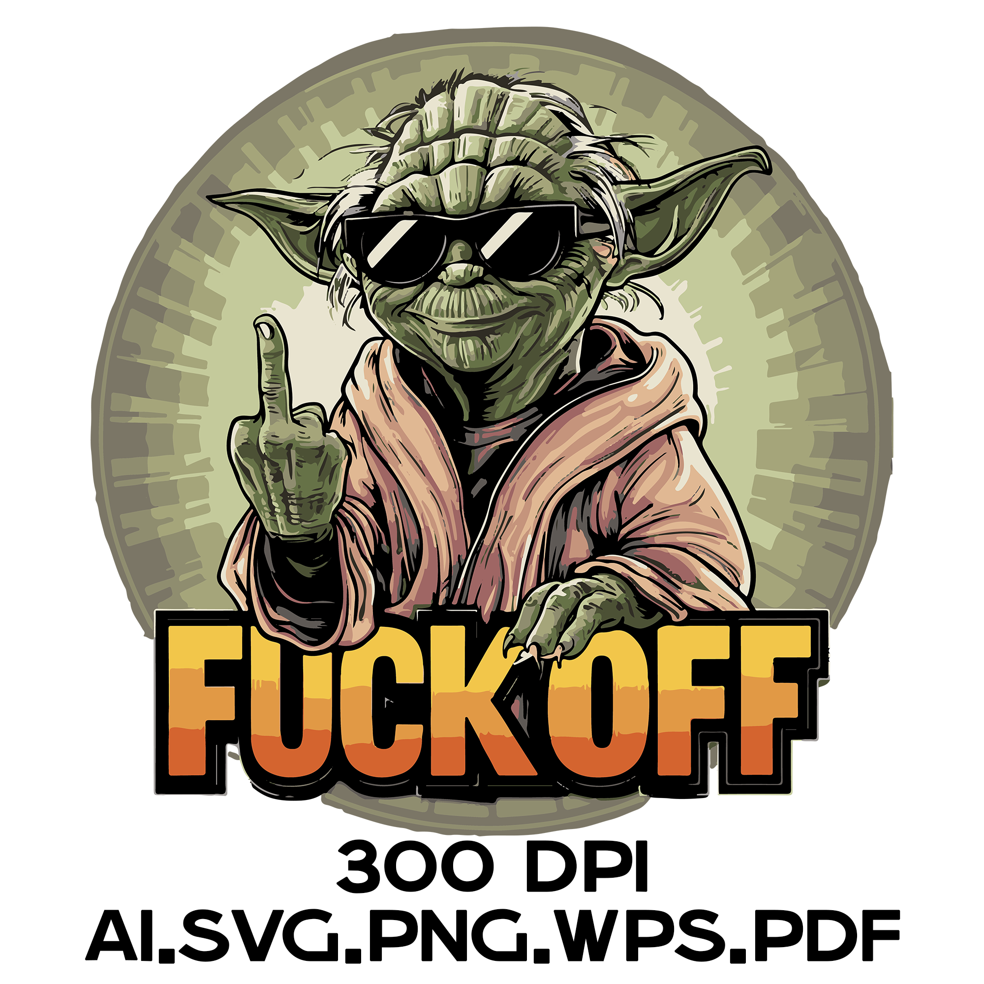 Master Yoda Shows The Middle Finger 12 Digital Files Ai.SVG. | Inspire ...