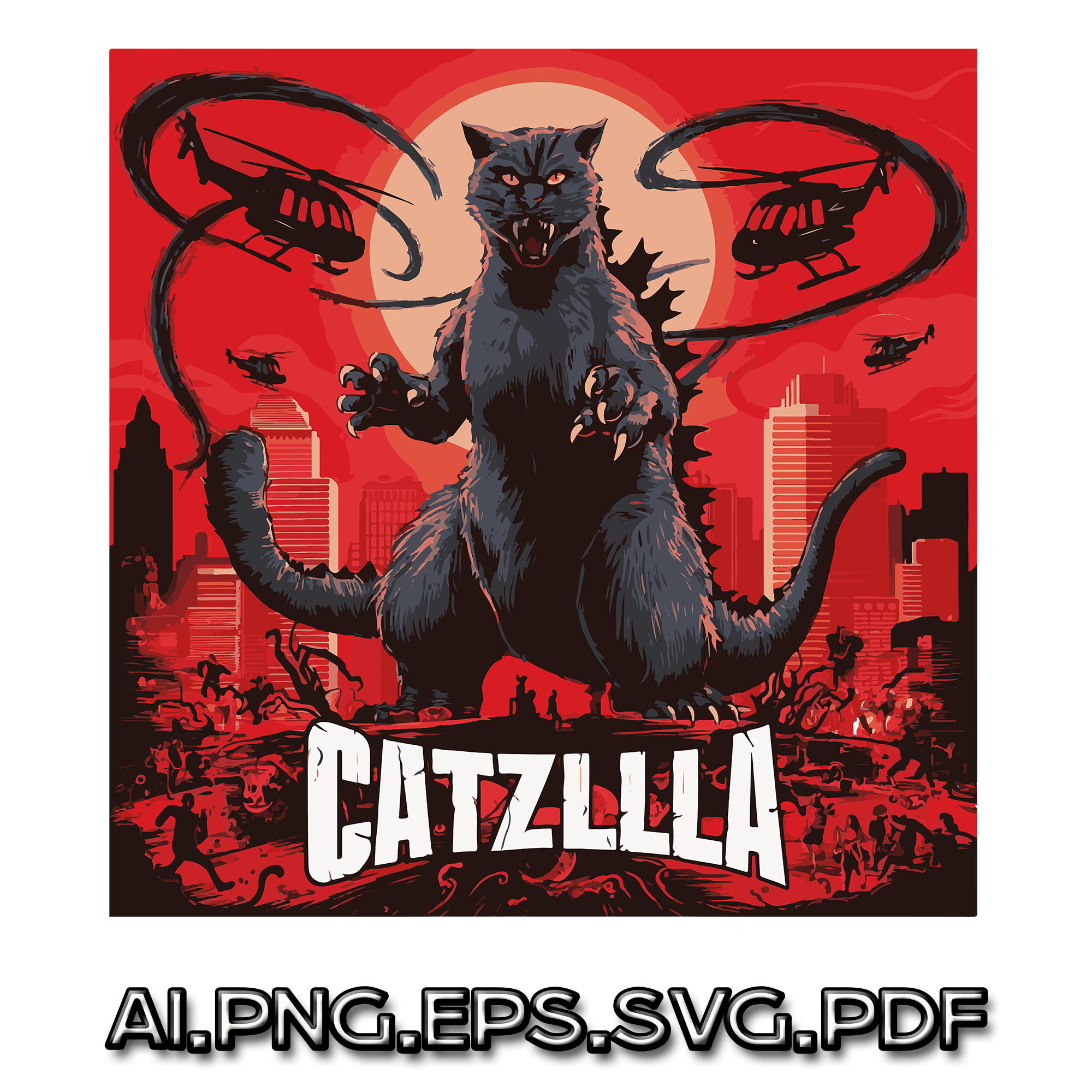Catzilla Digital File Ai.SVG.PNG.EPS.PDF | Inspire Uplift