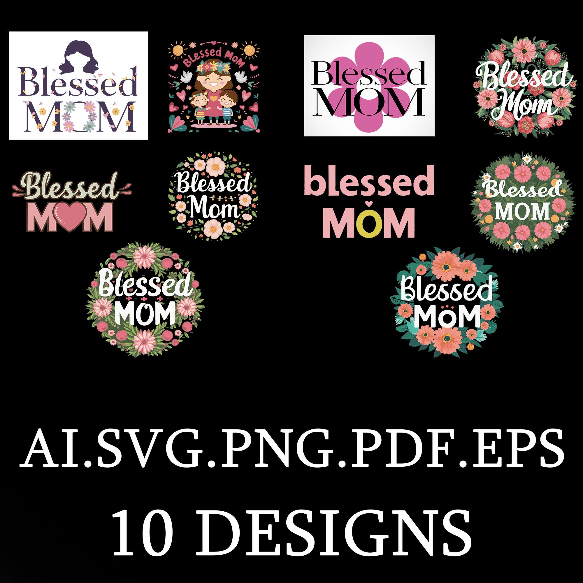 Blessed Mon Digital Download Subliation Files AI.PNG.SVG.PDF - Inspire ...