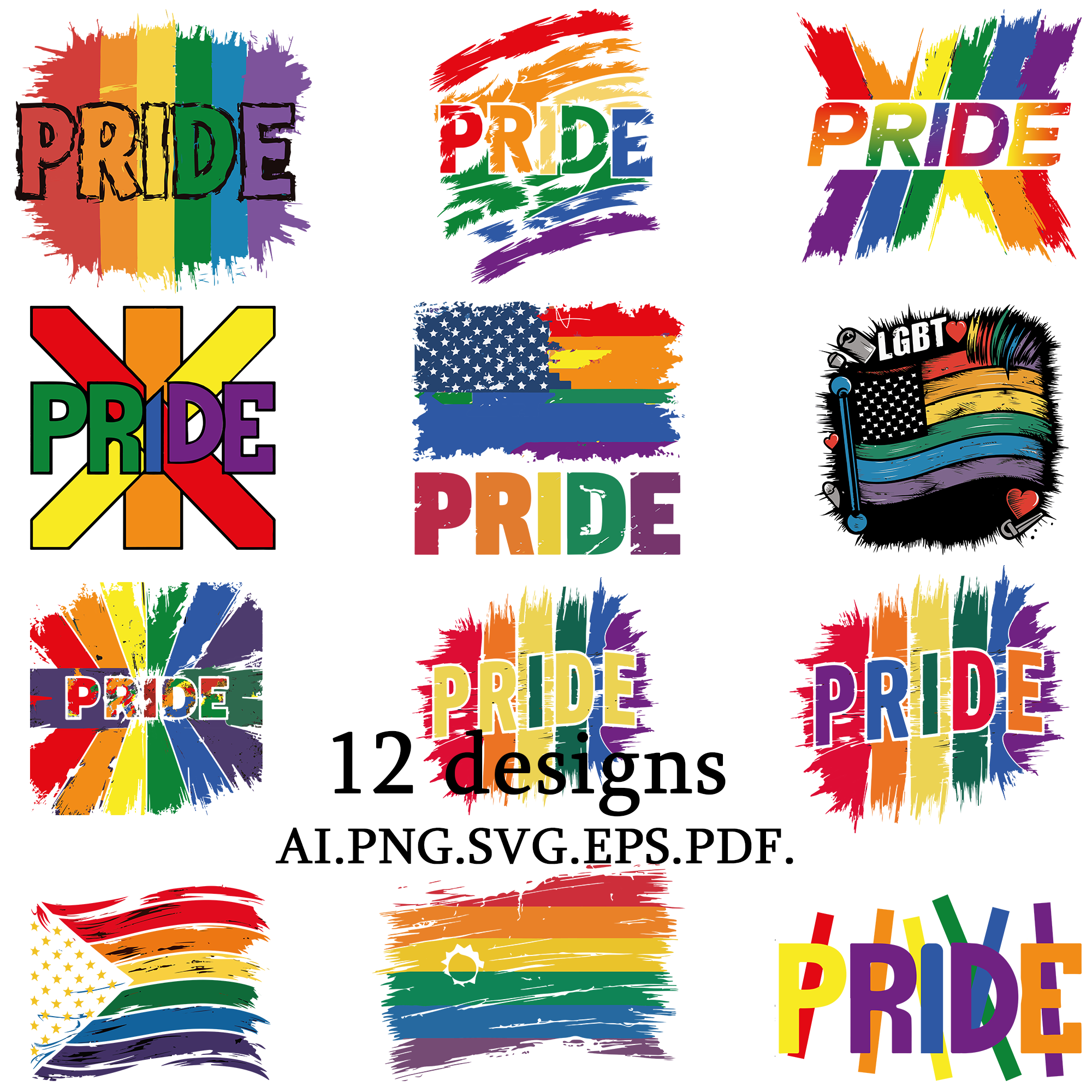 LGBT PRIDE FLAG DIGITAL SUBLIATION AI.SVG.PNG.EPS.PDF FILES - Inspire ...