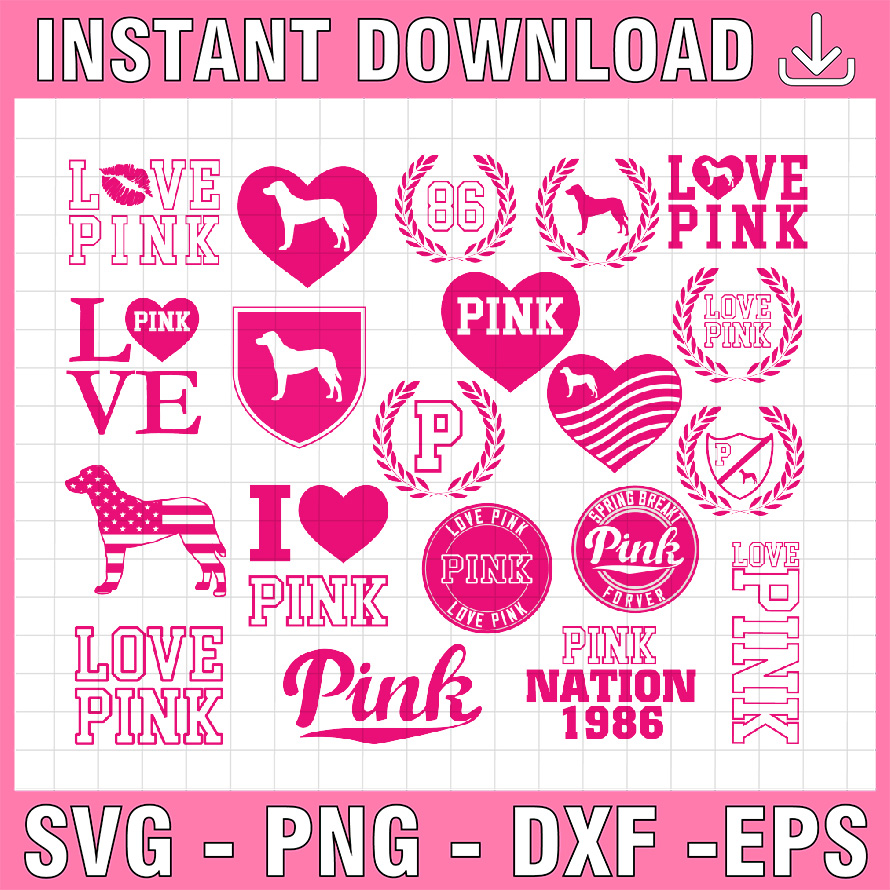Love Pink Bundle SVG File Love Pink Clip Art Love Pink VS Lo - Inspire ...