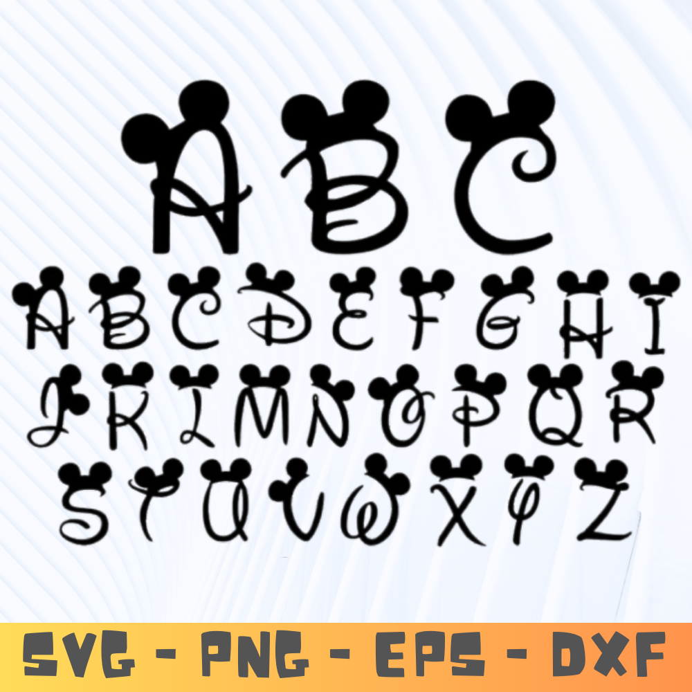 Mickey Themed Font Bundle , 26 Letters SVG Set , Fun Mickey | Inspire ...