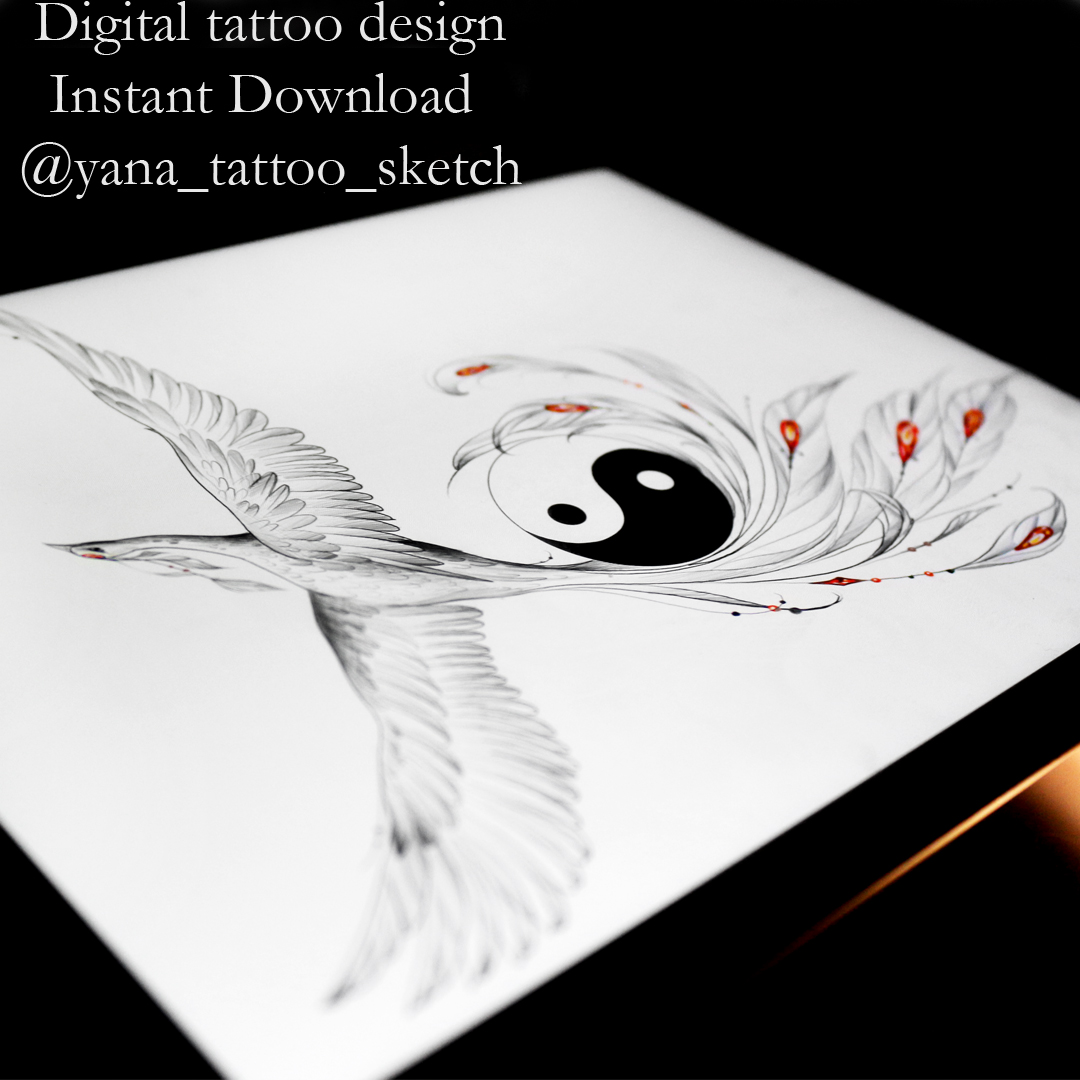Yin Yang Tattoo Design Yin Yang Phoenix Tattoo Sketch Yin Ya - Inspire ...
