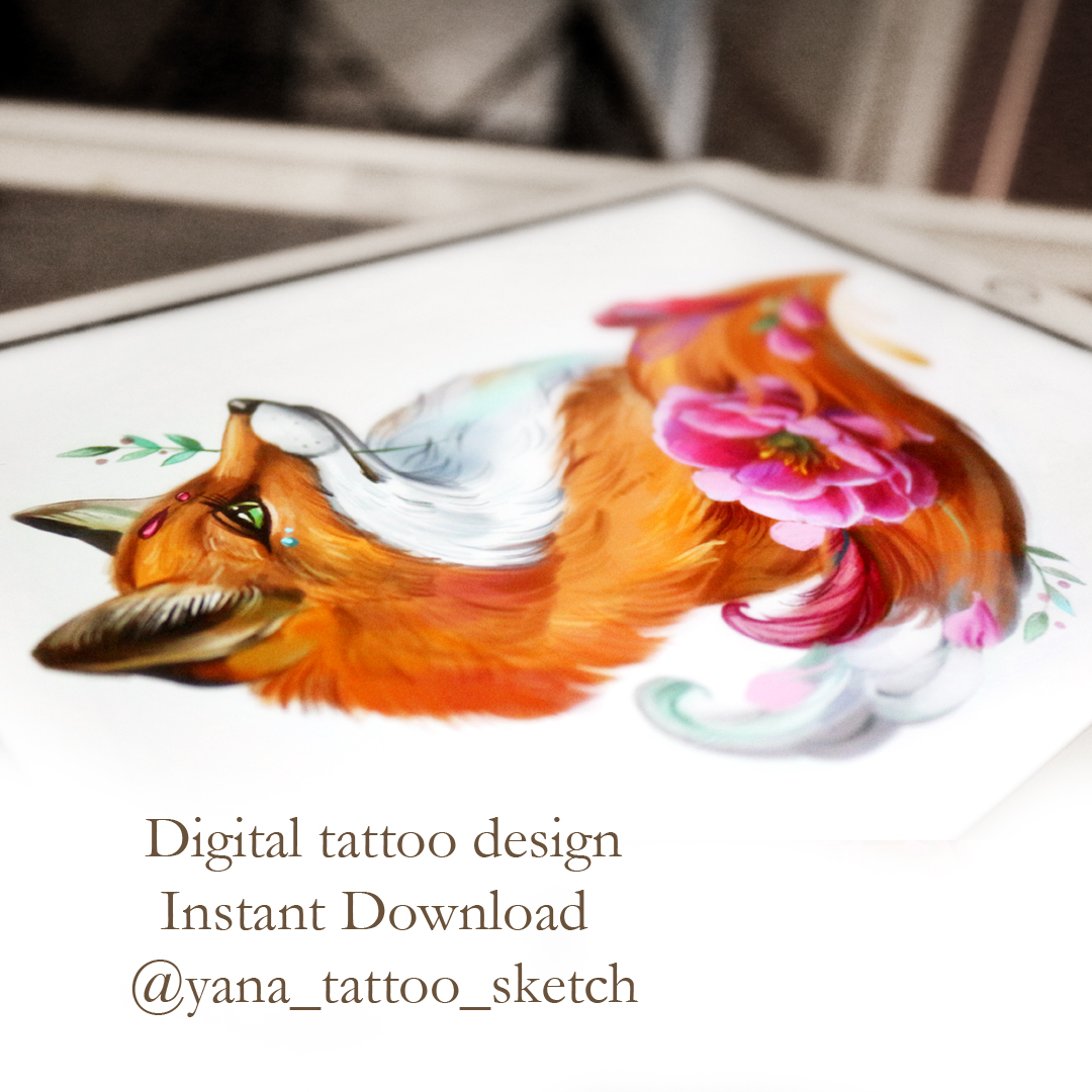 Fox Tattoo Design Ideas Fox Tattoo Sketch Fox And Flower Tat - Inspire ...