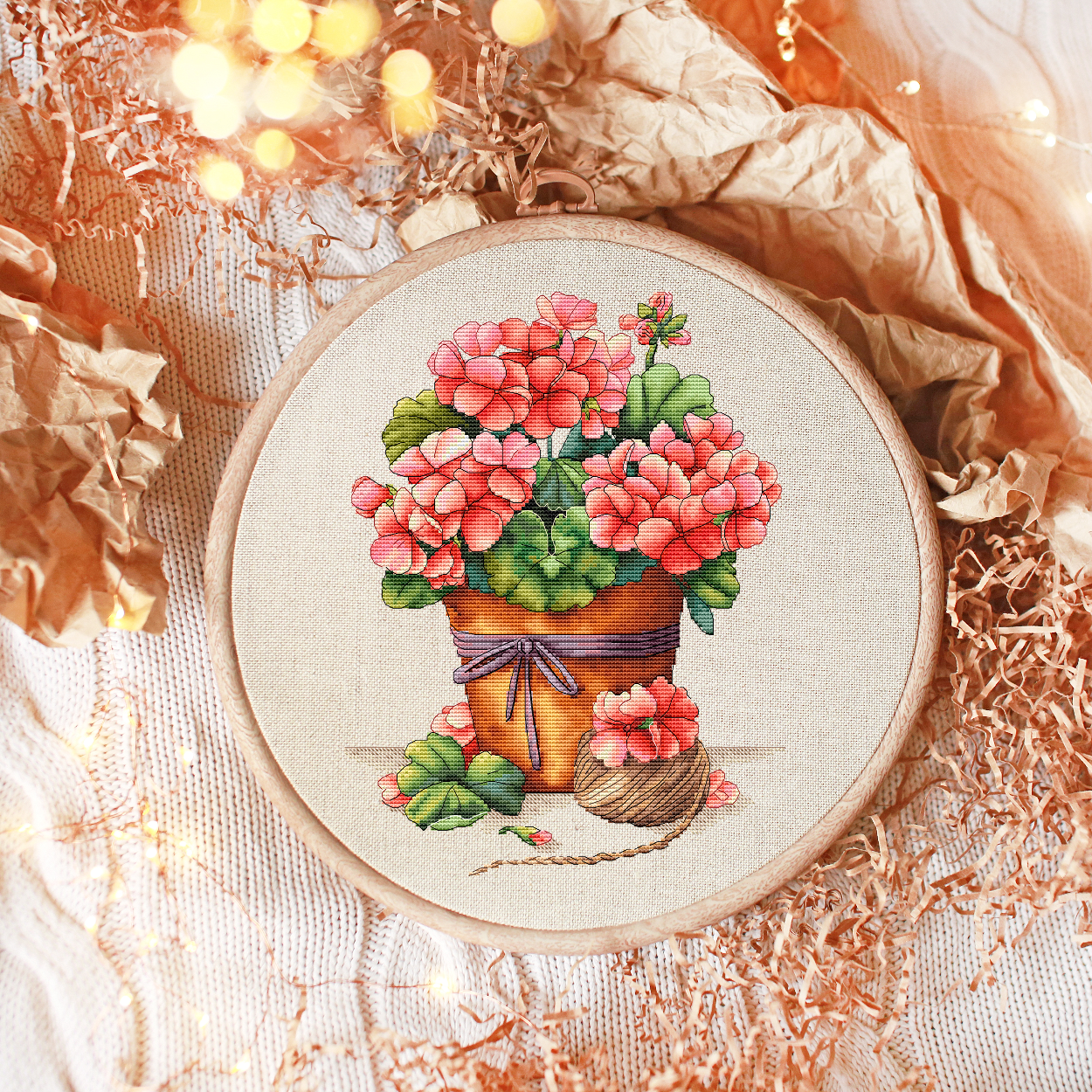 Geranium Cross Stitch Pattern Garden Cross Stitch Pattern Fl | Inspire ...
